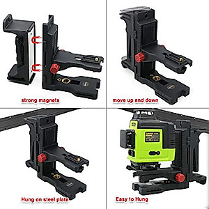 Zokoun Multifunctional Magnetic Bracket With Spring Clip Laser Level-Alternative to A Standard 1/4"and 5/8"Thread,Fully-Adjustable Magnetic Pivoting Base to 360 Degree for Wall & Ceiling Mount(LB02)