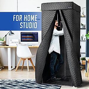 Vocal Booth L Size Studio Sound Booth for Recording Dry, Echo-Free Vocals - 80% Reverb Reduction & 360° Isolation - Clipmount, Lights & Travel Bag Included