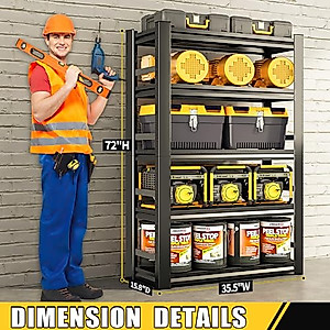 72"H|36"W Garage Shelving Unit and Storage-Easy Assembly Metal Shelves 5-Tier Rack|Heavy-Duty Adjustable Shelf|Steel Rust-Resistant Shelves for Industrial,Warehouse,Basement,Workshop Organization