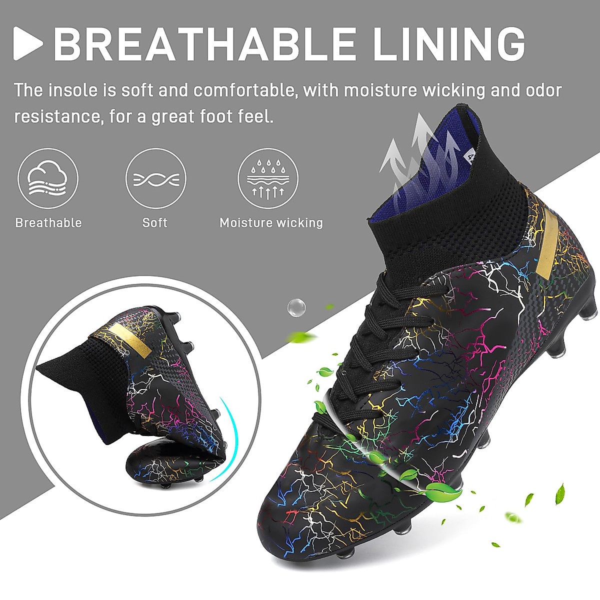 Soccer Cleats Mens Football Cleats Women Tacos de Futbol para Hombre Zapatos de Futbol para Hombres Futsal Shoes Outdoor Soccer Shoes for High Top Football Cleats Men Football Boots AG/FG