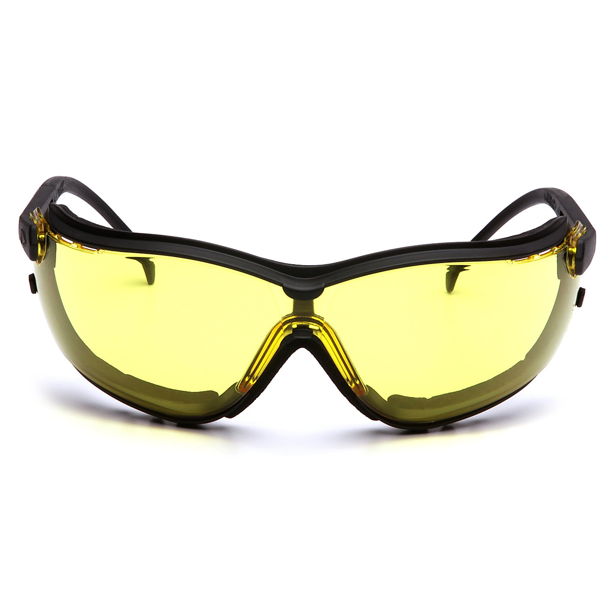 Pyramex V2G Safety Glasses, Black Frame/Amber Anti-Fog Lens
