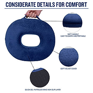 Seat Cushion Memory Foam Cushion - Donut Cushion for Relief of Haemorrhoids and Piles, Coccyx Pain, Suitable for Wheelchair, Car Seat, Office Or Outdoor (Navy Blue)