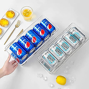2 Tier Auto Rolling Soda Can Organizer for Refrigerator Freezer & Countertop Pantry Cabinets Beverage Dispenser Rack Clear BPA-FREE Plastic Stacking Container, Clear Transparent Plastic