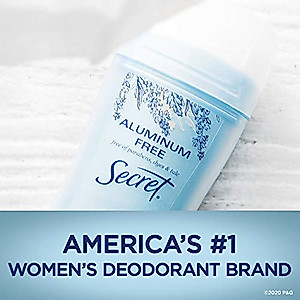 Secret Aluminum Free Deodorant for Women, 48hr Odor Protection, Free of Parabens Dyes Talc & Baking Soda, Coconut Scent, 2.4 oz (Pack Of 3)