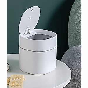 Lawei 2 Pack Mini Trash Can with Lid, 2 Liter/0.5 Gallon Countertop Trash Can Wastebasket Desktop Garbage Can for Bathroom Vanity, Desktop, Kitchen, Tabletopand Office