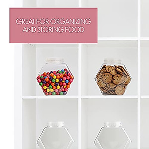 2 Gallon Hexagon Canister Container Jar Bucket With Lid, Large Clear Penny Jar Container For Cookies, Snacks, Dog Treats, Craft and Sewing Supplies, Ribbon, Laundry Pod