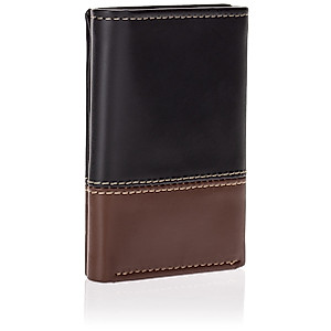 Timberland mens Leather Trifold Wallet With Id Window, Black/Brown (Hunter), One Size