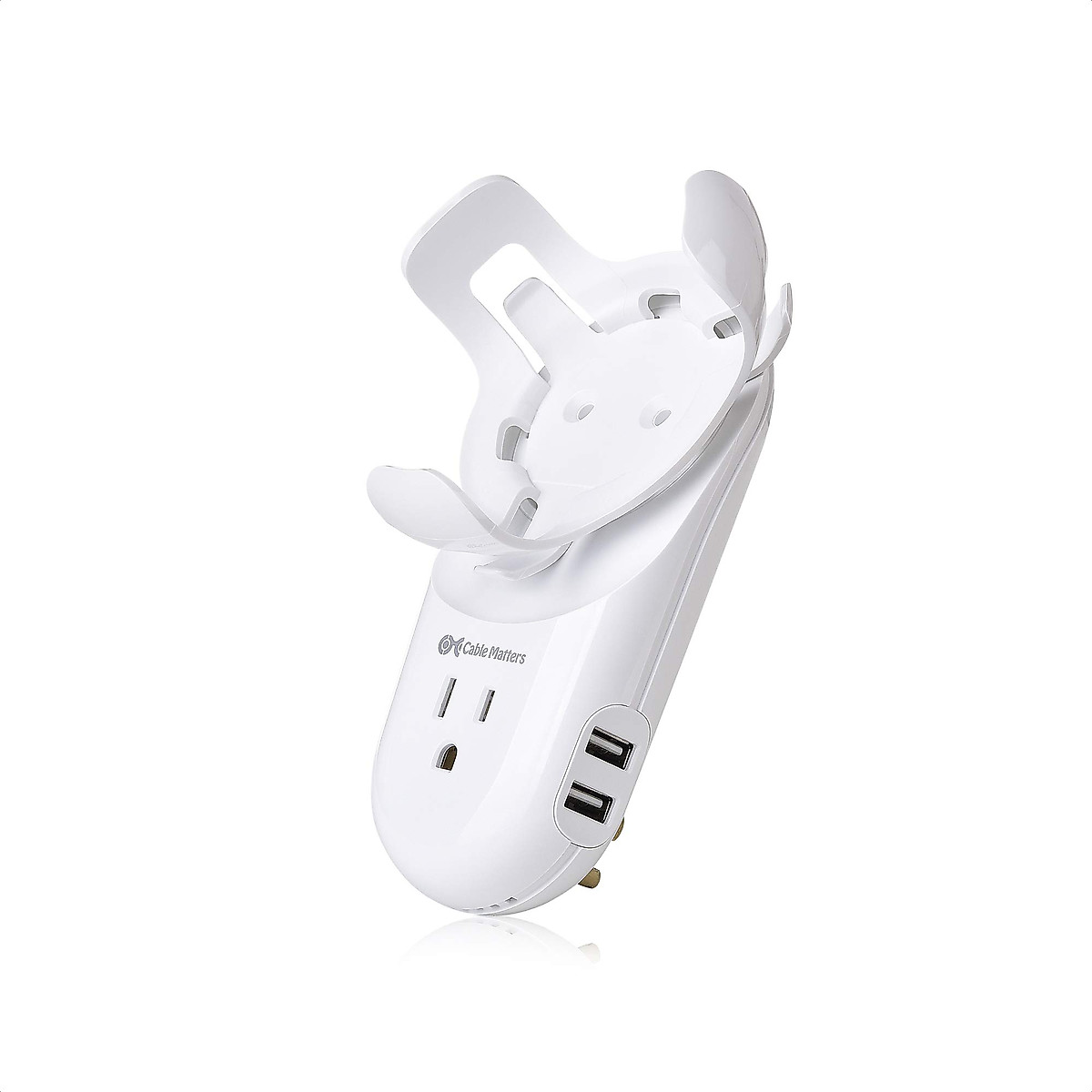 Cable Matters UL Listed Wall Mount with Electrical Outlet and 17W Smart USB Charging for Google Home Mini and Nest Mini