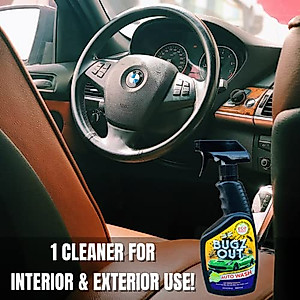 Bugz Out Car Bug Cleaner, Remover and Wash - Spray Bugs, Tar, Bird Poop Off Exterior of Car and Windshield. Remove Black Streaks Without Scratching or Removing Paint. 24 oz spray bottle with Microfiber Cloth (1 bottle)