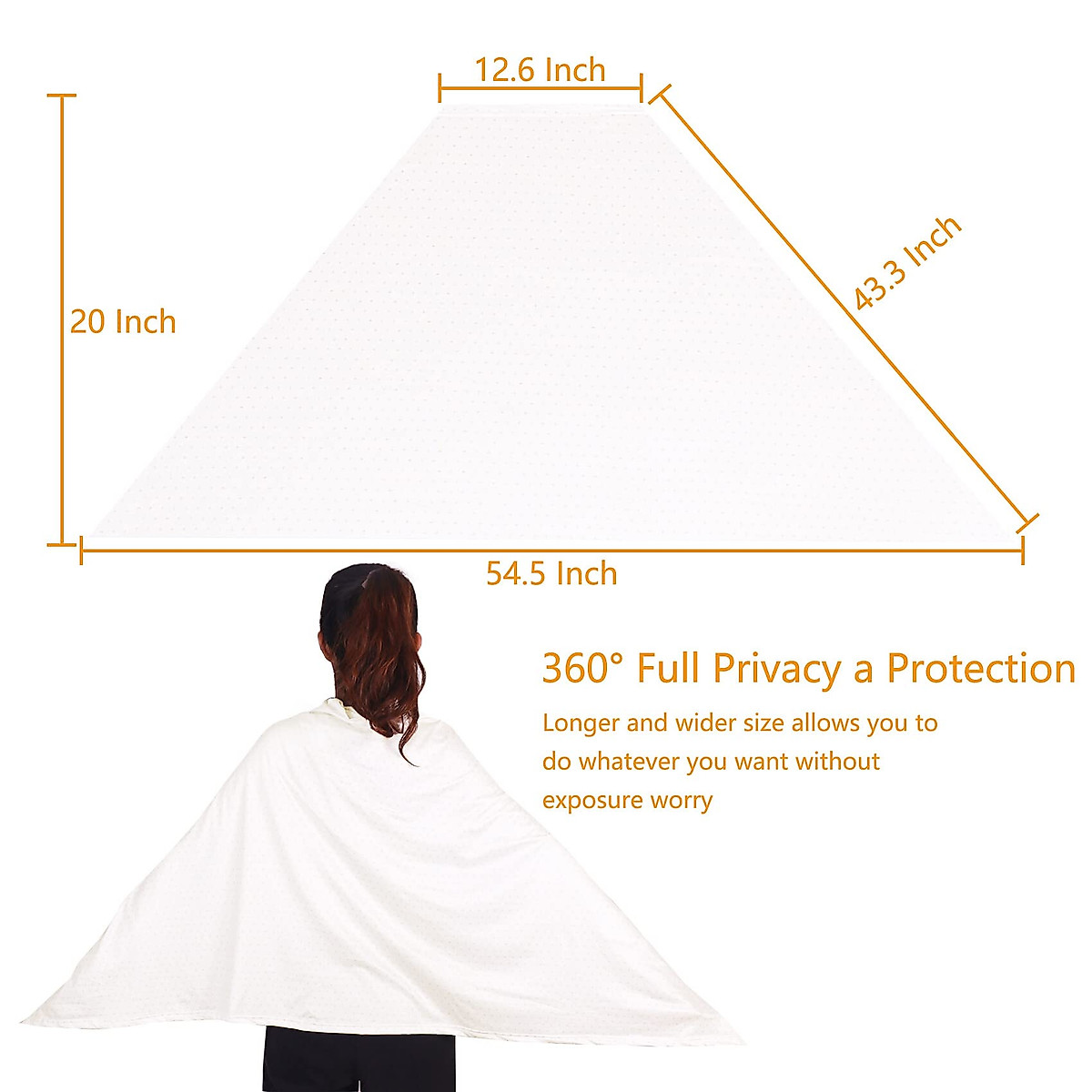 DSYJ Nursing Covers for Breastfeeding Poncho Cover, Soft & Breathable Fabric, 360° Full Privacy Universal Fit Multi Use 8-in-1 for Baby Car Seat Cocoon Feeding Canopy White