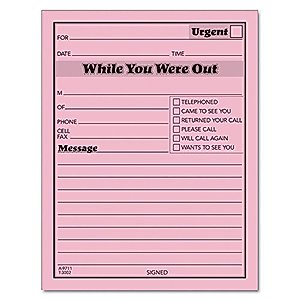 TOPS While You Were Out One-Sided Note Pads, 4.25 x 5.5 Inches, Pink, 50 Sheets per Pad, 12 Pads per Pack (3002P)