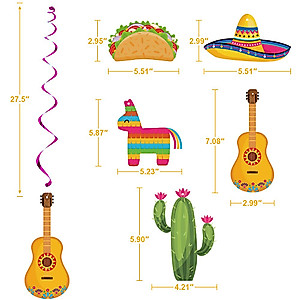 20Pcs Mexican Fiesta Hanging Swirl Decorations, Mexican Fiesta Cinco De Mayo Party Supplies, Taco Twosday Birthday Theme, Taco Party Mexican Fiesta Ceiling Hanging Swirl Decorations Boys Girls Shower
