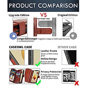 CASEOWL Compatible for iPhone 13 Pro Max Case Wallet for Women Men, [Support Magsafe Wireless Charging] Magnetic Detachable Folio Flip Leather Phone Wallet Case with Card Holder, Wrist Strap(Brown)