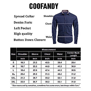 COOFANDY Men's Casual Slim Fit Button Down Closure Long Sleeve Dress Shirt, 02-dark Blue, Medium