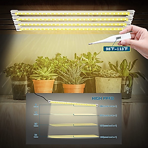 Mosthink Grow Light Strips 4 Packs, 40W Full Spectrum Grow Lights for Indoor Plants, Sunlight Growing Lamp with Auto Timer 3/6/12 H,3 Extension Cables (Separate Plant Light Bar