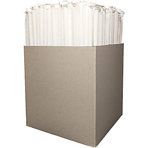 Individually Wrapped Plastic Drinking Straws 7.75'' [400 Pack] Each Individual Restaurant Style Sipping Straw Packaged In Paper Sleeves – White Disposable Flexible BPA-free Food Safe Plastic - (400)