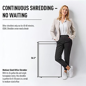 ideal. 2604 Cross-Cut Centralized Office Shredder with Automatic Oiler, Continuous Operation, 23 to 25 Sheet Feed Capacity, 26 gal Bin, Shred Staples/Paper Clips/Credit Cards/CDs/DVDs, P-4 Security