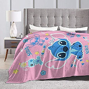 NAVAGMAN Stitch Blanket Stitch Gifts for Girls Stitch Throw Blanket for Kids Women Adults Stitch Cartoon Flannel Fleece Blankets for Couch Bed Sofa 40"x50"