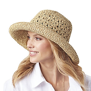 SAGEFINDS Packable Straw Hat for Women | Wide Floppy Brim Beach Cap | Foldable for Travel | Sun Protection | Summer Hat | Adjustable Interior Sizing | Large Khaki