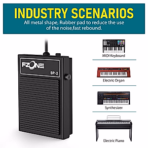 FZONE Compact Sustain Pedal for Keyboards Digital Pianos Synthesizers,Tone Modules,Drum Machines All Metal Heavy Design,Non-Slip,with Polarity Switch