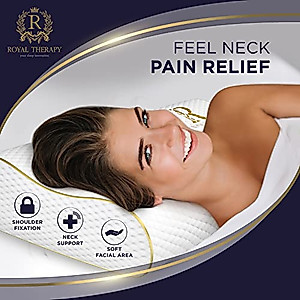 Royal Therapy Memory Foam Pillow, Queen Cervical Pillow for Neck Pain, Contour Pillow, Pillow for Neck and Shoulder Pain,Neck Pain Pillow,Side Sleeper Pillow for Shoulder Pain,Side Sleeping Pillow