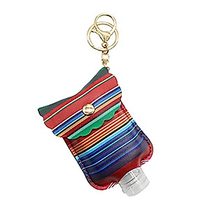 Portable Travel Bottles, Premium Leather Holder with Keychain (color bar)