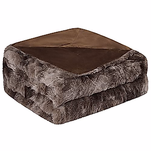 PiccoCasa Soft Faux Fur Blanket Twin Size - Reversible Tie-dye Luxury Shaggy Throw Blanket for Sofa, Couch and Bed - Plush Fluffy Fleece Blankets As Gifts 60 x 78 Inch Brown