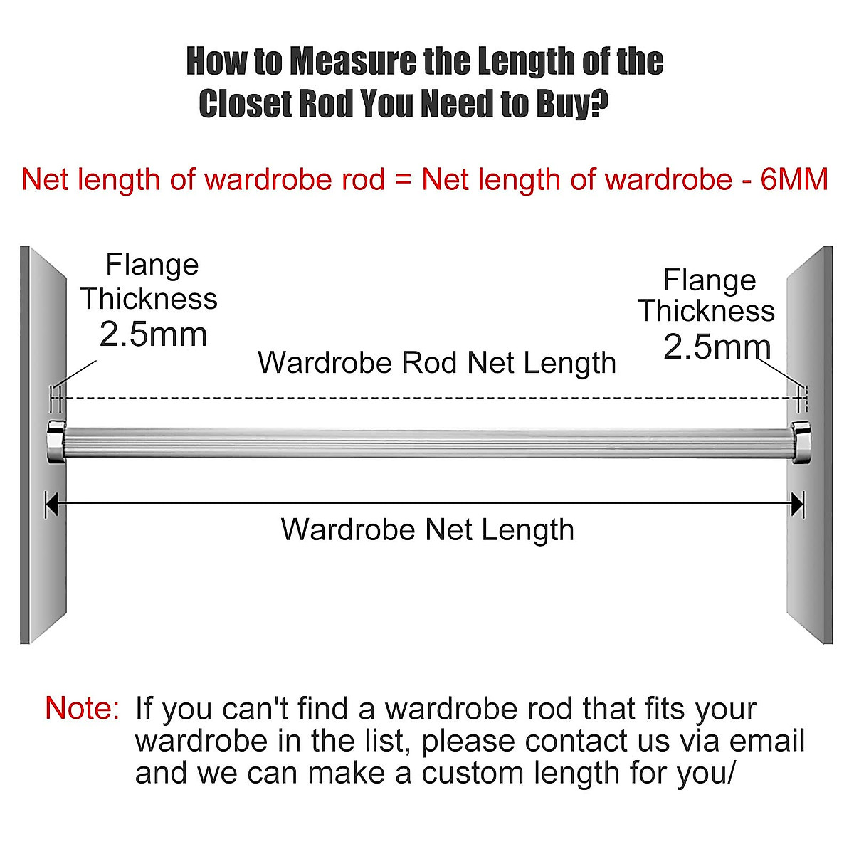 Wall Mounted Aluminum Closet Bar for Hanging Clothes 24 28 30 34 36 38 40 46 50 Inch Long, Detachable Clothes Hanging Rod Pole Wardrobe Storage Clothing Organizer Rack System Kit (Color : Silver, Si