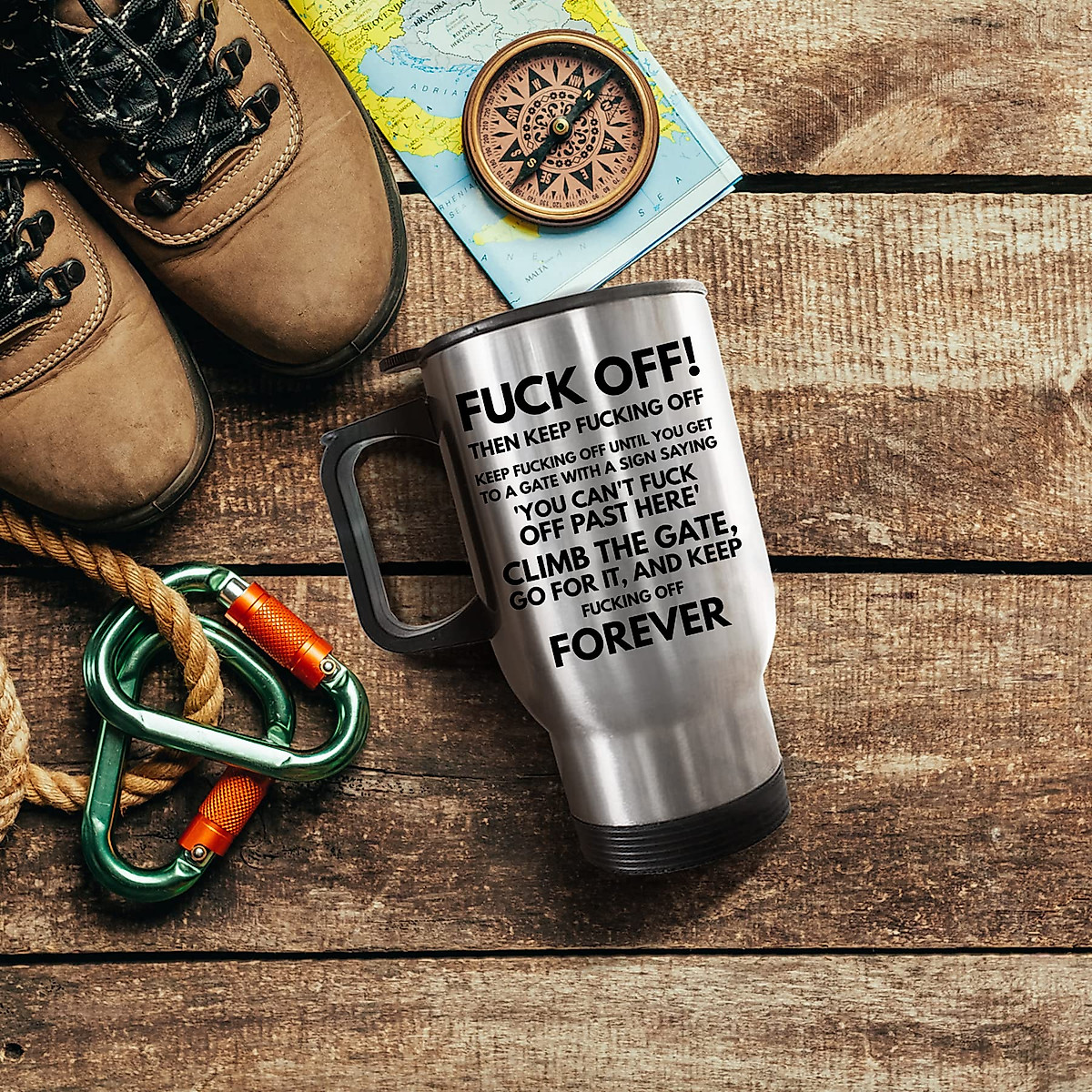 Fuck travel mug, fuck off forever funny coffee travel mug, rude inappropriate tea cup, funny gift idea
