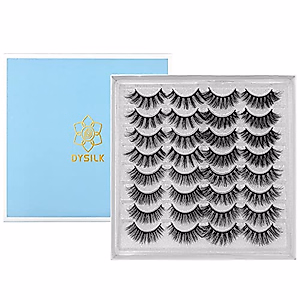 DYSILK False Eyelashes Lashes Mink - Mink Lashes Fluffy 16 Pairs 6D 4 Styles Mixed Lashes Faux Eyelashes Wispy Fluffy Natural Look Fake Eyelashes Mink Lashes Soft Reusable Eye Lashes | 15mm 18mm