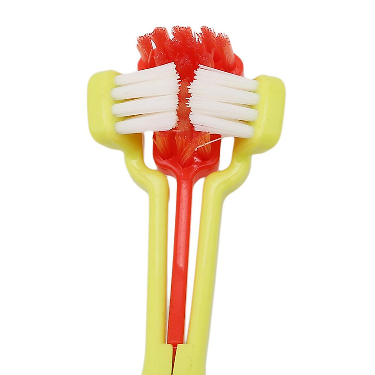 TIHOOD Three Sided Pet Toothbrush Dog Brush Addition Bad Breath Tartar Teeth Care Dog Cat Cleaning Mouth (Blue and Orange)