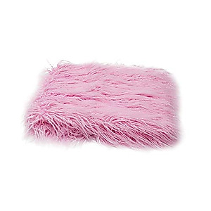CALIDAKA Baby Photo Props Blanket,Newborn Faux Fur Photography Basket Stuffer Rug,Beanbag Background Backdrop Mat (Pink)