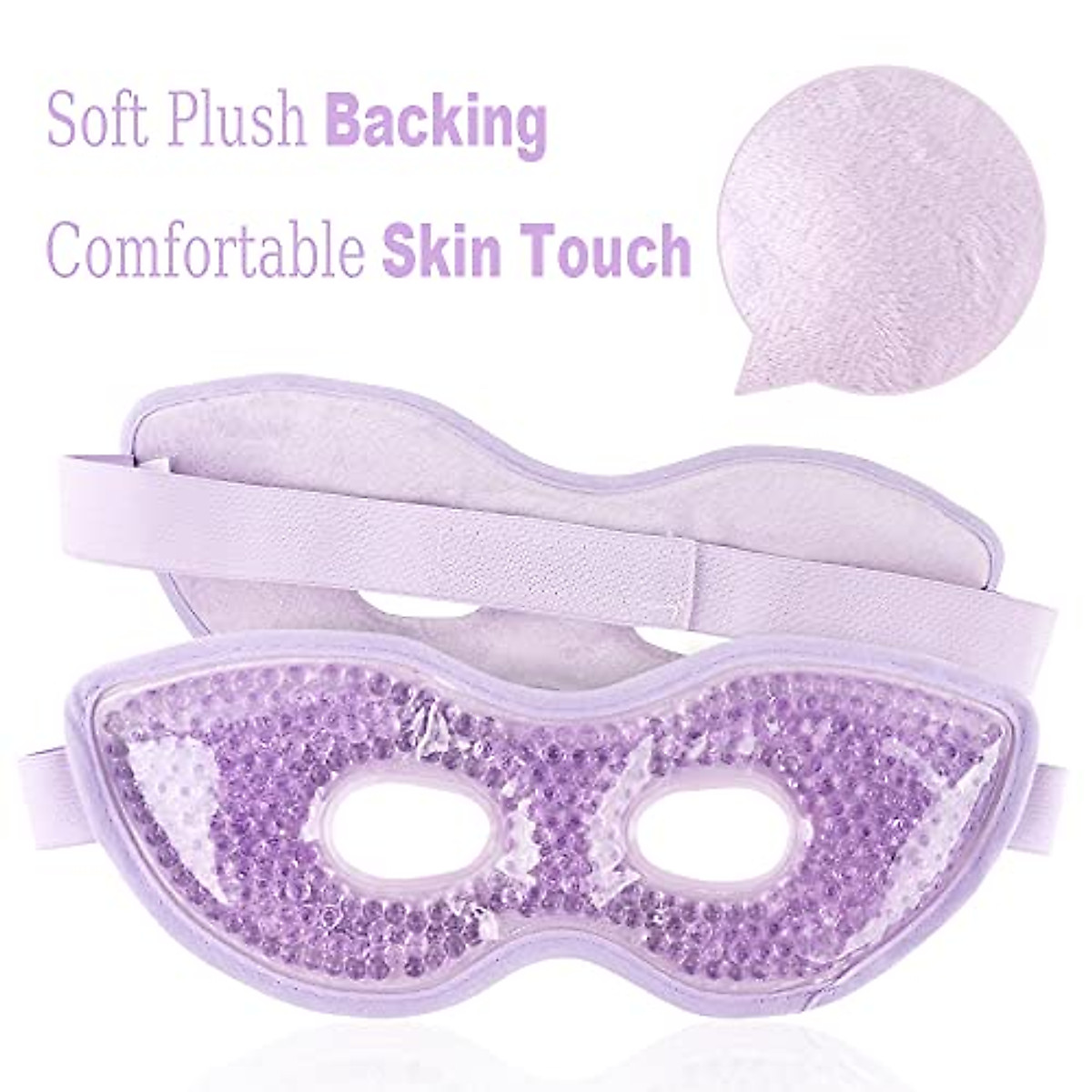 NEWGO Gel Eye Mask Reusable Cooling Eye Mak with Eye Holes, Cold Pack Eye Ice Pack Hot Cold Eye Compress for Puffy Eyes Migraine Headache, Stress Relief, Dry Eyes Dark Circles (Purple)