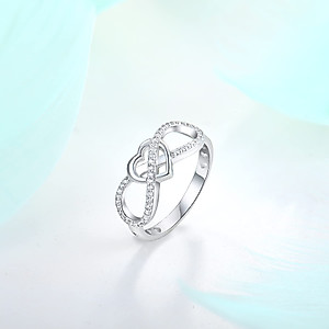 STARCHENIE Infinity Heart Ring for Women 925 Sterling Silver Love Knot Ring Promise Ring Size 8