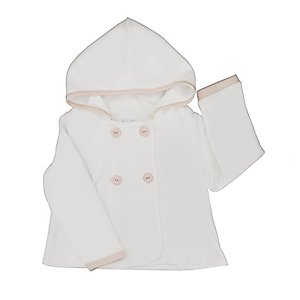 Earthy Baby GOTS Certified 100% Super Soft Organic Pima Cotton Baby Girl Lightweight Hoodie (White, 3-6 months)