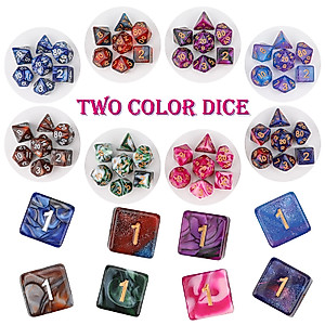 Surhugvy DND Dice Set, 25 X 7 Polyhedral Dice (175 Pieces) for Dungeons and Dragons DND RPG MTG Table Game D4 D6 D8 D10 D12 D20 25 Colors Dice with 1 Large Flannel Bag