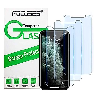 Focuses iPhone 11 Pro Screen Protector, iPhone Xs/X Screen Protector, Anti blue light Tempered Glass Film for Apple iPhone Xs/X & iPhone 11 Pro,3-Pack
