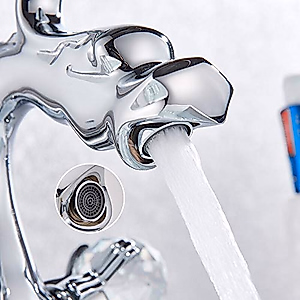 MESKEL Luxury Bathroom Basin Faucet Hot Cold Water Mixer Tap Dragon Style Vessel Sink Faucet 2 Handles Bath Washbasin Crane (Color : Gold A)