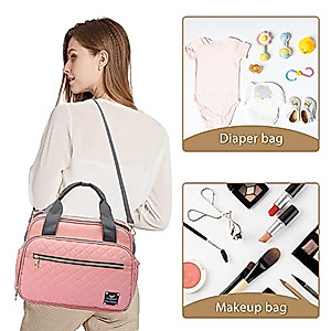 GOGOSO Diaper Bag Handbag for Woman Baby Girls with Insulated Pockets, Outdoor Parent Console All-in-One Baby Organizer, Gift Pink