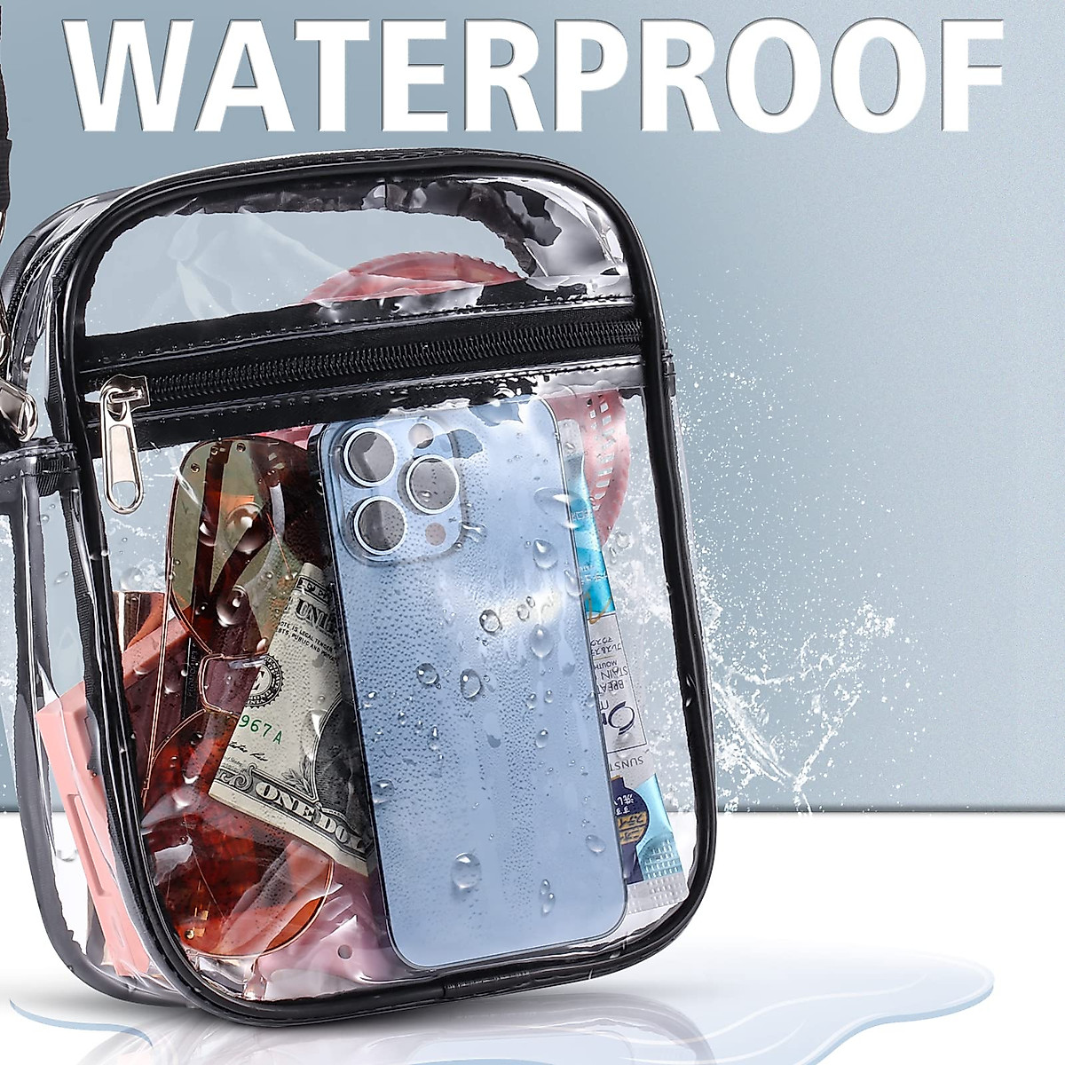 Wreiynn Clear Bag Stadium Approved - Clear Purse Bag with Adjustable Strap, Clear Concert Bag for Women Sports Events