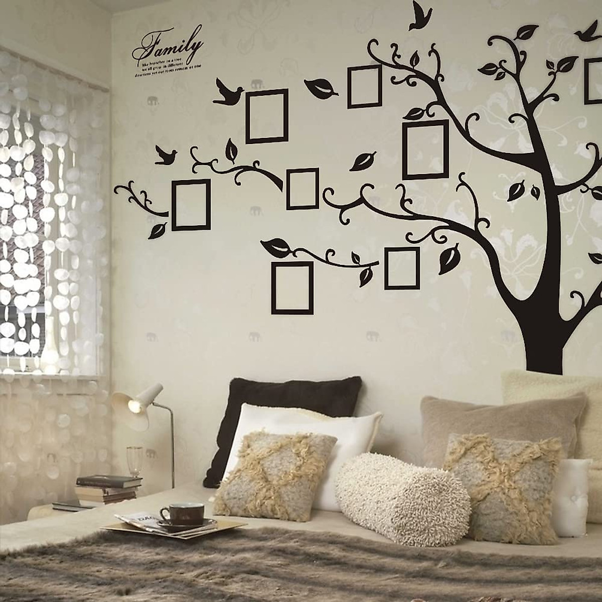 Large Family Tree Wall Decal, DIY Black Photo Frame Tree Wall Decor Sticker Mural Decal Art Décor for Living Room Home Decor (Black Tree)