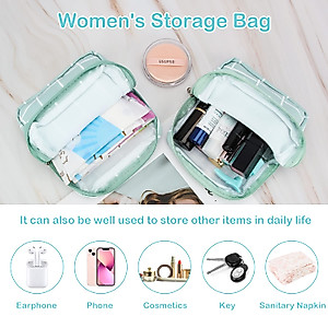 Desing Wish Sanitary Pad Storage Bag Portable Period Bag for Teen Pads/Sanitary Napkins/Small Tampons, Sanitary Napkin Storage Bag First Period Gifts for Teen Girls (Green Plaid)