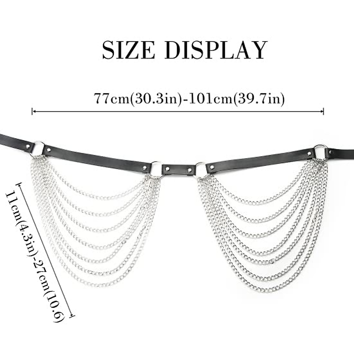 Sinalty Punk Leather Waist Chain Black Belly Belt Chain Goth Harness Chains Party Body Jewelry Accessories for Women and Girls (1)