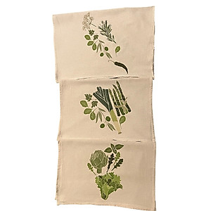 Fancy Flour Sack Kitchen Towels Set of 3 Premium Quality, Highly Absorbent, Vegetable Print White