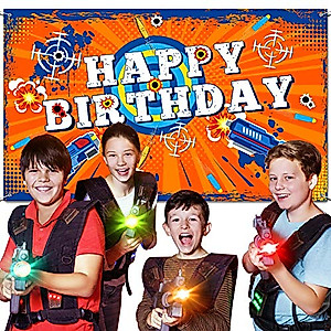 Dart War Happy Birthday Backdrop Birthday Party Decorations Dart Theme Party Photo Background Birthday Table Decorations for Kids Boys Birthday Party