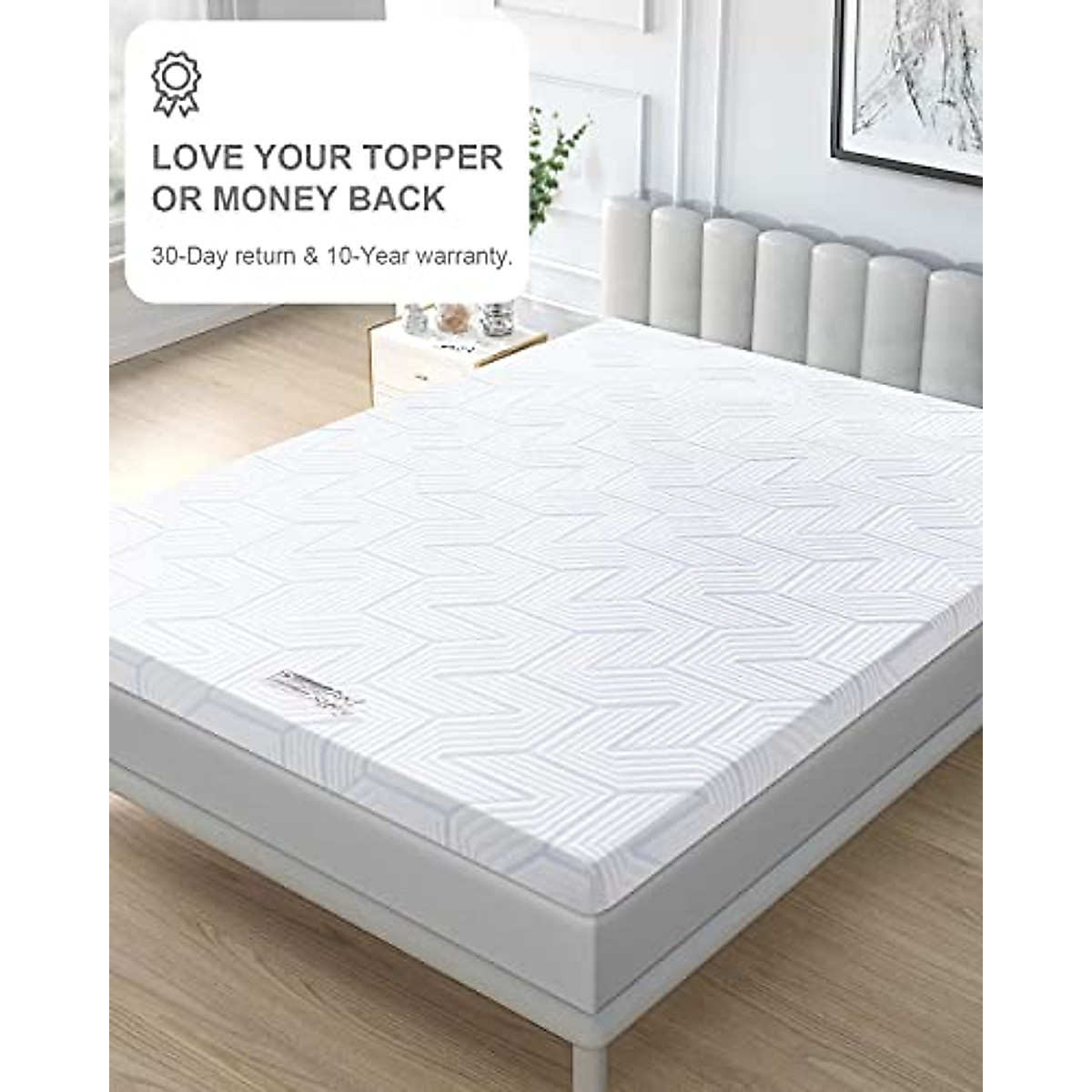 BedStory 2 Inch Premium Memory Foam Mattress Topper, Queen Size Gel Infused Bed Toppers, Soft Foam Pad with Removable Cover