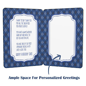 AGAPE LOVE CARDS Happy Birthday Card For Dad - | Made From Real Bamboo | 6" X 4.5" - 1 Pack (Envelope Included) | Laser Cut, Floral Dad Birthday Card from Daughter, Son or kids (Birthday Card Dad)