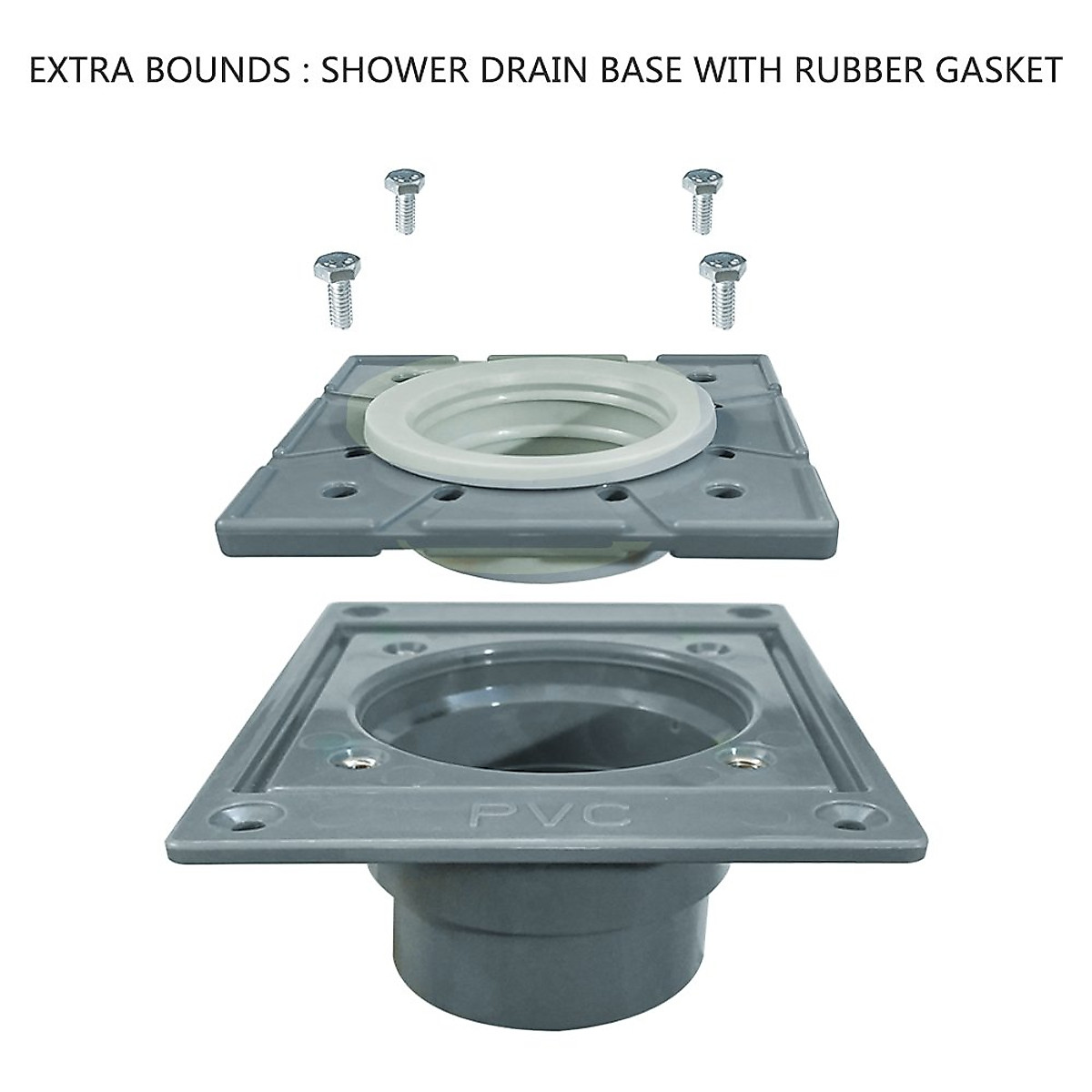 EMBATHER 12 Inches Shower Drain with Removable Strainers,PVC Shower Drain Base for Bathroom Floor Drain,Brushed Nickel Stainless Finished