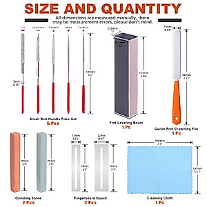 Tanstic 12Pcs Premium Guitar Luthier Tool Set Includes Fret Leveling Beam, 5Pcs Grinding File, Guitar Fret Crowning Luthier File, Fingerboard Guards and Cleaning Cloth for Guitar Bass Setup