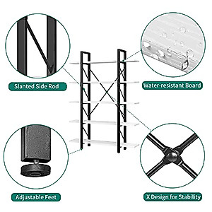 YITAHOME 5 Tier Bookshelf, Freestanding 5 Shelf Bookcases and Bookshelves, Modern Minimalist Furniture Open Display Storage Shelves Books Organizer for Living Room Bedroom Home Office, White